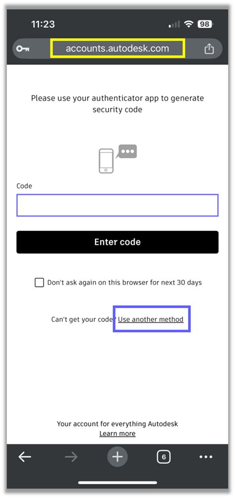unable to sign in to autodesk account using two factor authentication