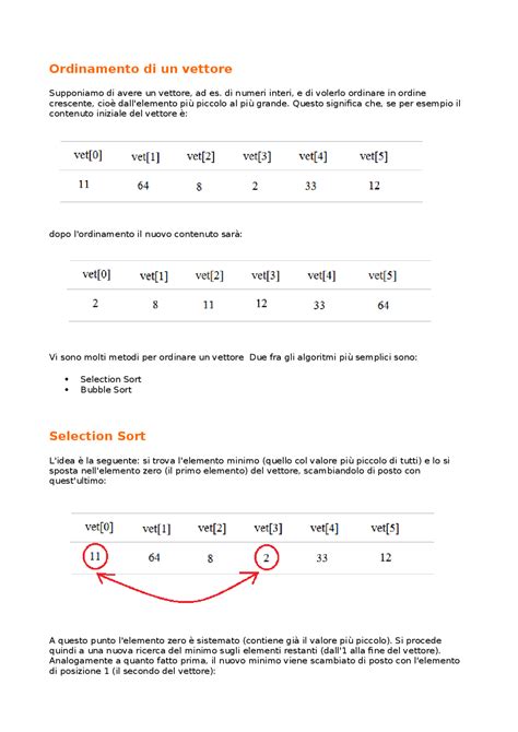 Algoritmo Esempio Di Bubble Sort C Esercizi Di Elementi Di Informatica Docsity