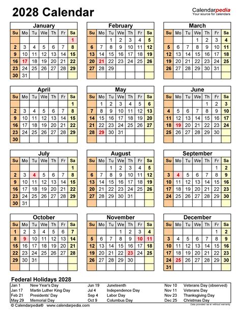 2028 Calendar Free Printable Pdf Templates Calendarpedia