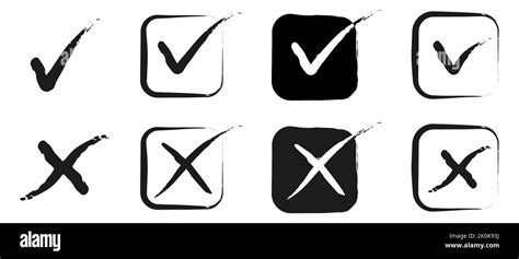 Check Mark Icon Set Hand Made Style Flat Vector Illustration Stock Vector Image And Art Alamy