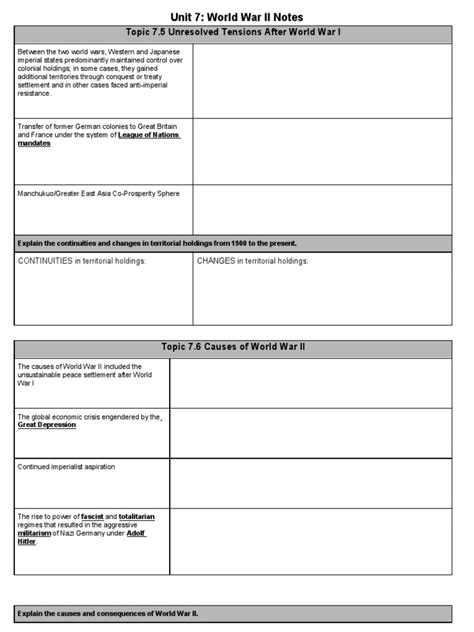 Unit 7 Wwii Notes Pdf World War Ii Totalitarianism