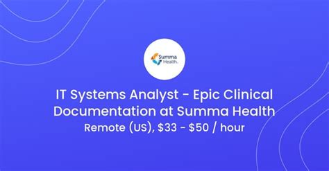 It Systems Analyst Epic Clinical Documentation At Summa Health Via