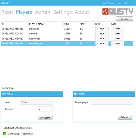 Rust Tactics Rusty Server RCON Tool