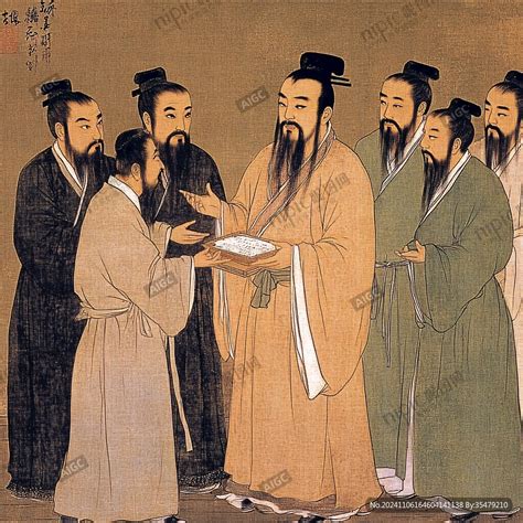 Ai创作图柳本尊行化事迹图 古代六贤士 问礼图 儒学官员形象 儒家圣人像 魏晋七贤 道家神坛画 群仙会祝图 尧舜禅让 儒家五圣 古代交际礼仪