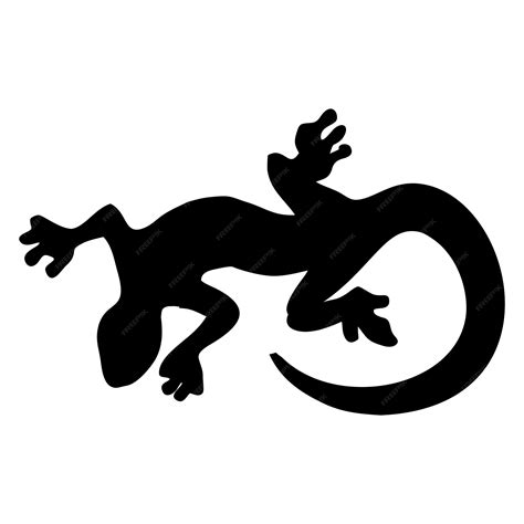 Premium Vector Silhouette Of A Black Lizard Crawling