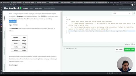 Employee Salaries Sql Basic Select Exercício De Hackerrank Youtube