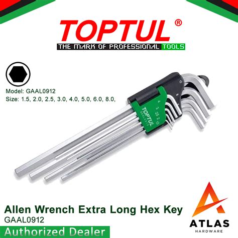 •toptul• Heavy Duty Allen Wrench Extra Long Hex Key 1 5 10mm Gaal0912 Lazada Ph