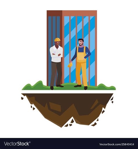 Interracial Male Builders Constructors Royalty Free Vector