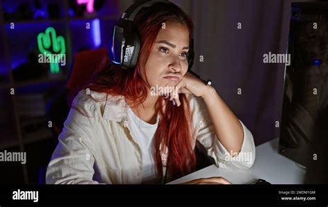 Heartbroken Young Redhead Streamer Woman Virtual Gaming Ends In