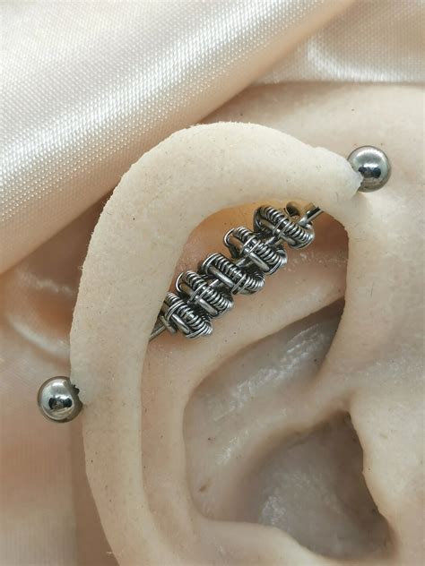Industrial Barbell Piercing Jewelry With Coil Wrapped Surgical Steel