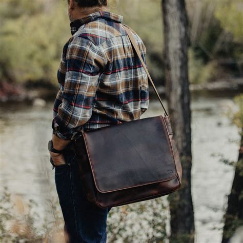 Mens Leather Satchel Bag Dark Oak Buffalo Jackson