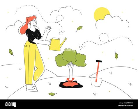 Woman Planting Design Stock Vector Images Alamy