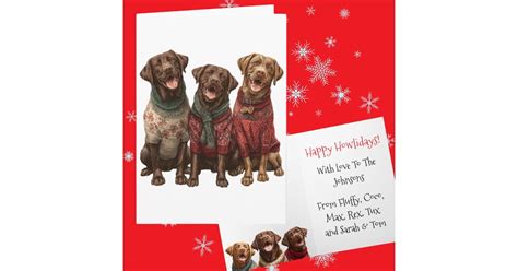 Custom Chocolate Lab Christmas Ugly Sweater Card Zazzle
