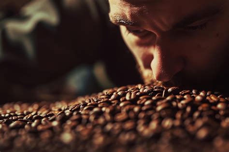 Premium Photo Man Examining Coffee Beans