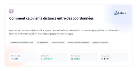 Comment Calculer La Distance Entre Des Coordonnées Labex