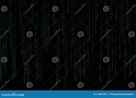 technology digital matrix dark or black background with binary code in