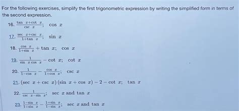 Solved For The Following Exercises Simplify The First