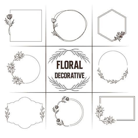 Premium Vector A Set Of Floral Decorating Designs Including A Circle