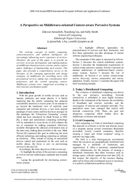 Pdf A Perspective On Middleware Oriented Context Aware Pervasive Systems