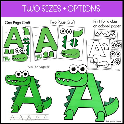 Letter A Craft Uppercase Alligator Fun With Mama Shop