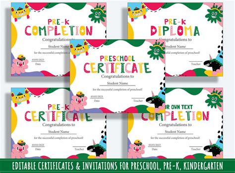 Editable Class Certificates End Of The Year Awards Diplomas Etsy