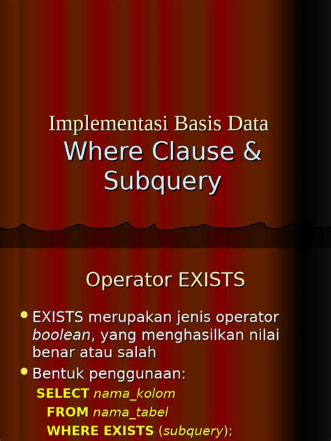 where clause dan subquery pdf