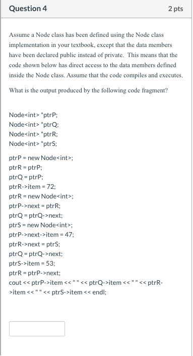 Solved Question 1 2 Pts Assume A Node Class Has Been Defined