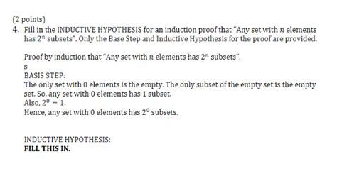 Solved Points Fill In The INDUCTIVE HYPOTHESIS For Chegg