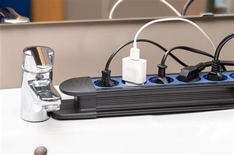 Plug In An Electrical Socket At Bathroom Stock Image Image Of Domestic Device 266124195