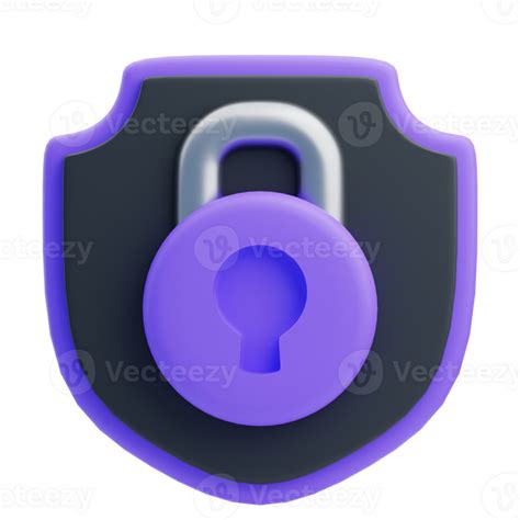 3d Cybersecurity Lock Shield Icon Illustration 51796587 Png