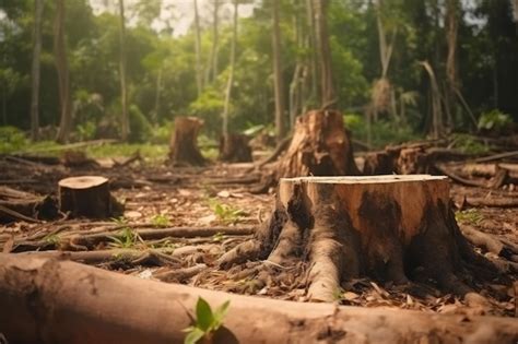 Premium Photo Trees Stump And Deforestation Background