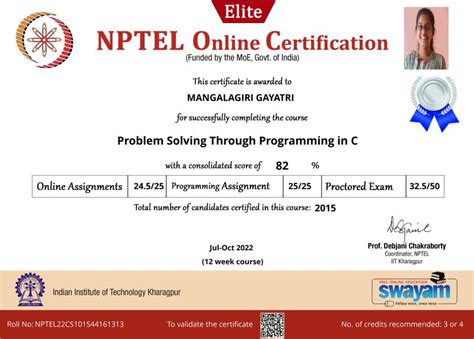 Nptel Pvpsit Pvpsitcse Certification Nptel2022 Gayatri Mangalagiri