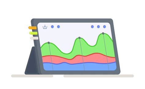 Vector Illustration Of Financial Analytics Tablet With Stock
