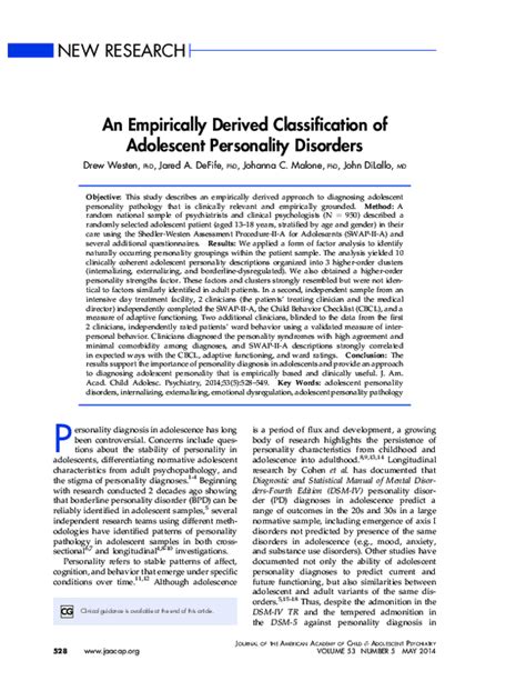 Pdf An Empirically Derived Classification Of Adolescent Personality
