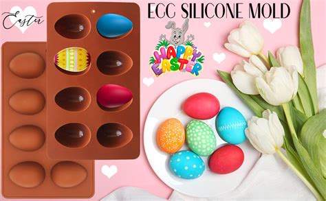 2 Pack Easter Egg Silicone Mold 8 Cavity Chocolate Candy
