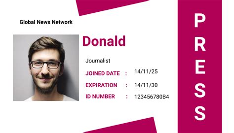 Free Press Id Card Format Template To Edit Online