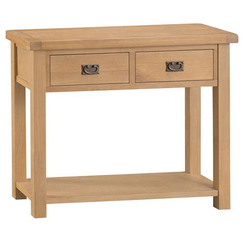 Chunky Classic Solid Oak Console Table Lavishway Uk