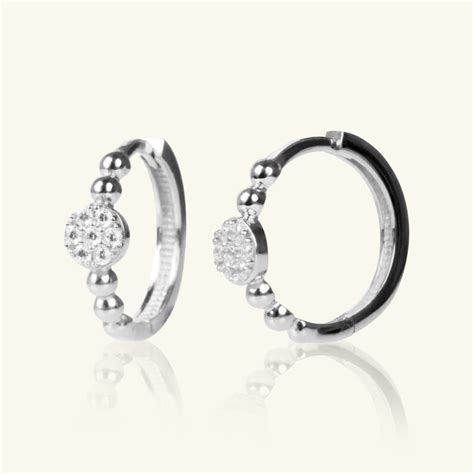 Foundry 18k White Gold Beaded Hoops Lazada Ph