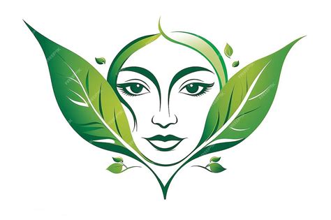 Premium Photo Illustration Art Of A Face Leaf Logo With Isolated Background