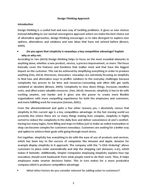 Design Thinking Assignment Pdf Customer Experience Design Thinking