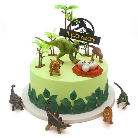 22pcs Dinosaur Cake Topper With Eggs Trees Dinosaur Toppers