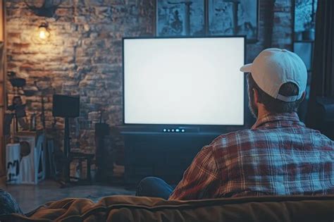 Side View Man Watching Tv Premium Ai Generated Image