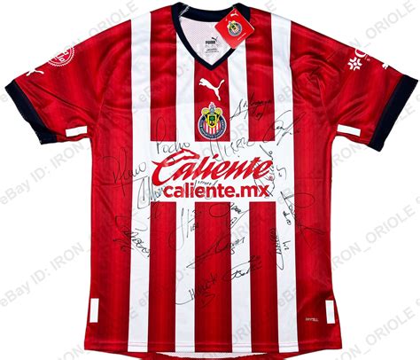 2023 Chivas Guadalajara Mexico Team Signed Puma Home Soccer Jersey Rare