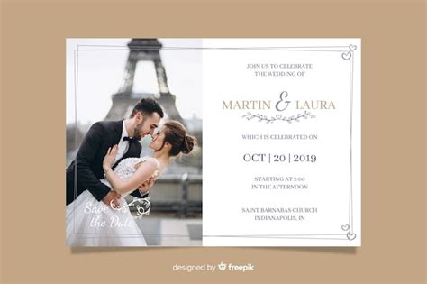 Free Vector Wedding Invitation Card With Photo