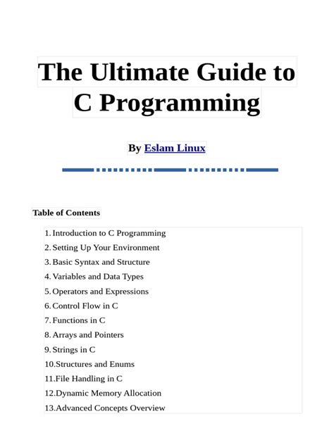 Comprehensive C Programming Guide Pdf C Programming Language