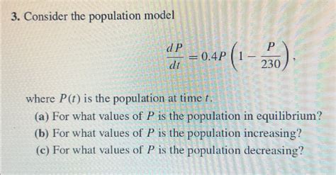 Solved Consider The Population Modeldpdt04p1 P230where