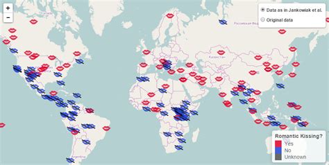 The Map Of Romantic Kissing Vivid Maps