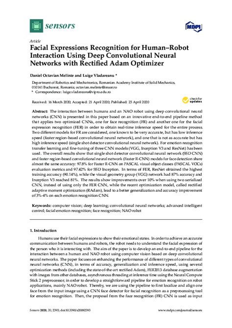 Pdf Facial Expressions Recognition For Humanrobot Interaction Using