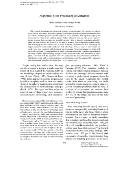 Pdf Alignment In The Processing Of Metaphor