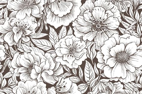 Flower Design Pattern Black And White